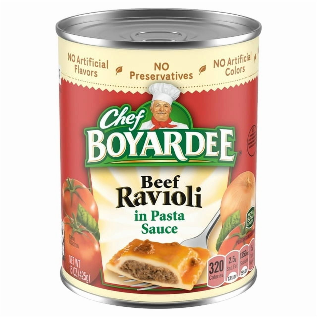 Chef Boyardee Beef Ravioli in Pasta Sauce Ready-to-Eat Meal 15 oz Can ...