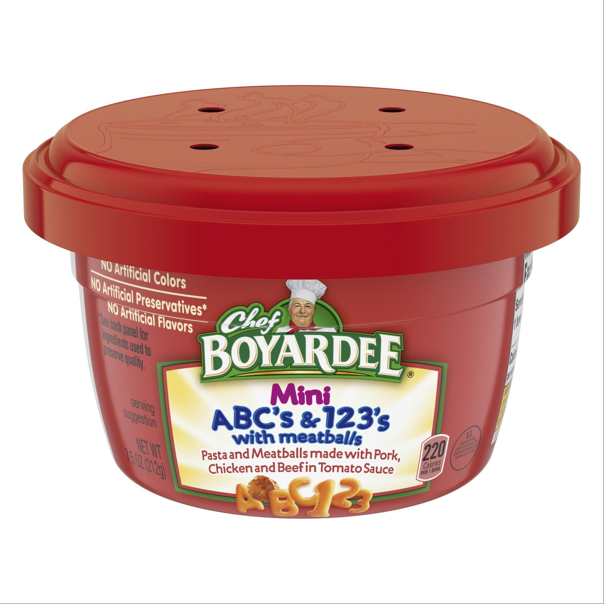Chef Boyardee Mini ABC's and 123's BSL1 with Meatballs, Microwave Food ...