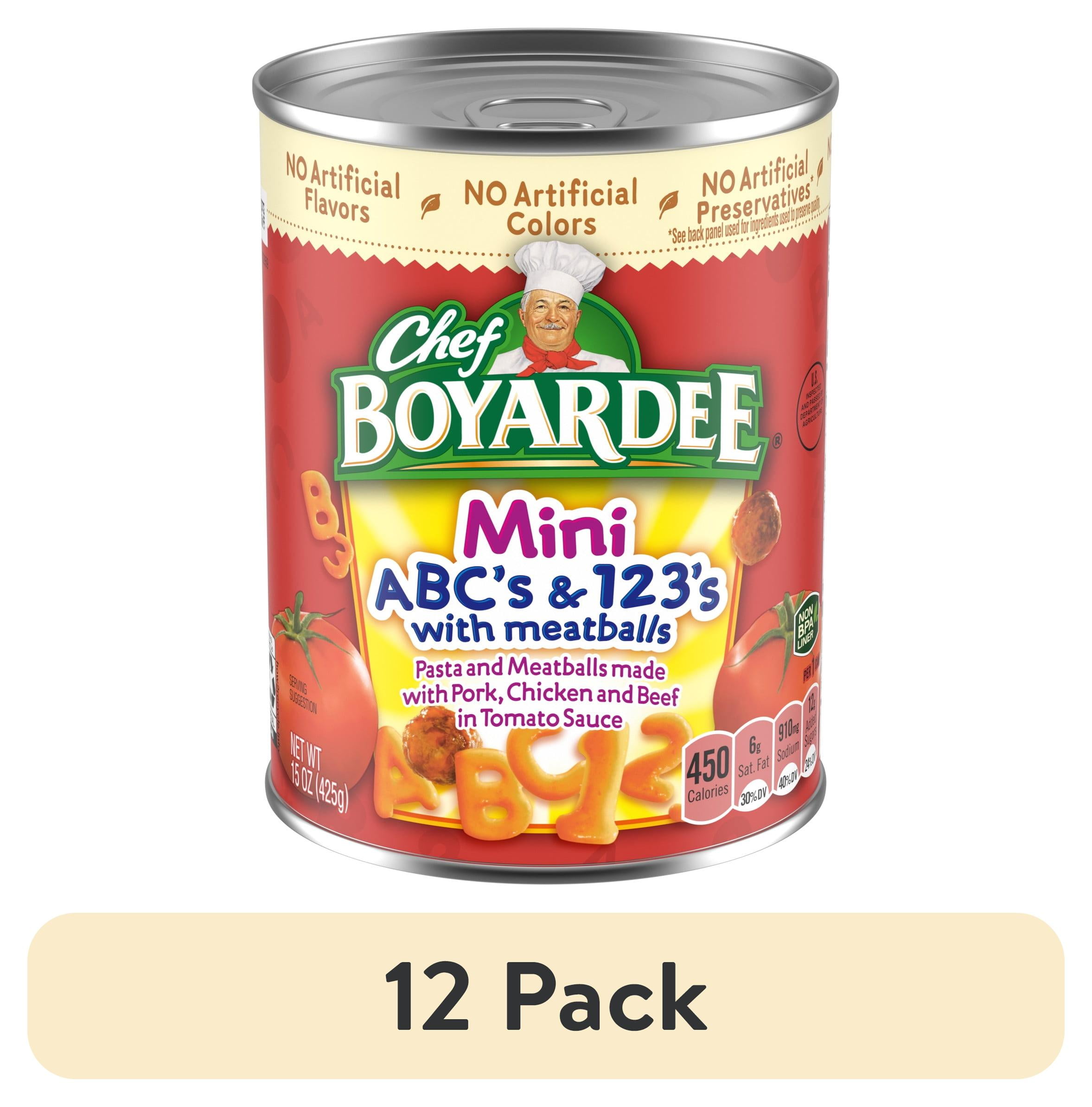 (12 pack) Chef Boyardee Mini ABC's and 123's with Meatballs, 15 oz ...