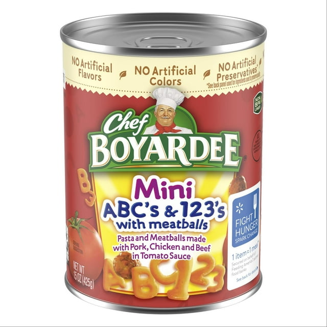 Chef Boyardee Mini ABC's and 123's with Meatballs, 15 oz. - Walmart.com