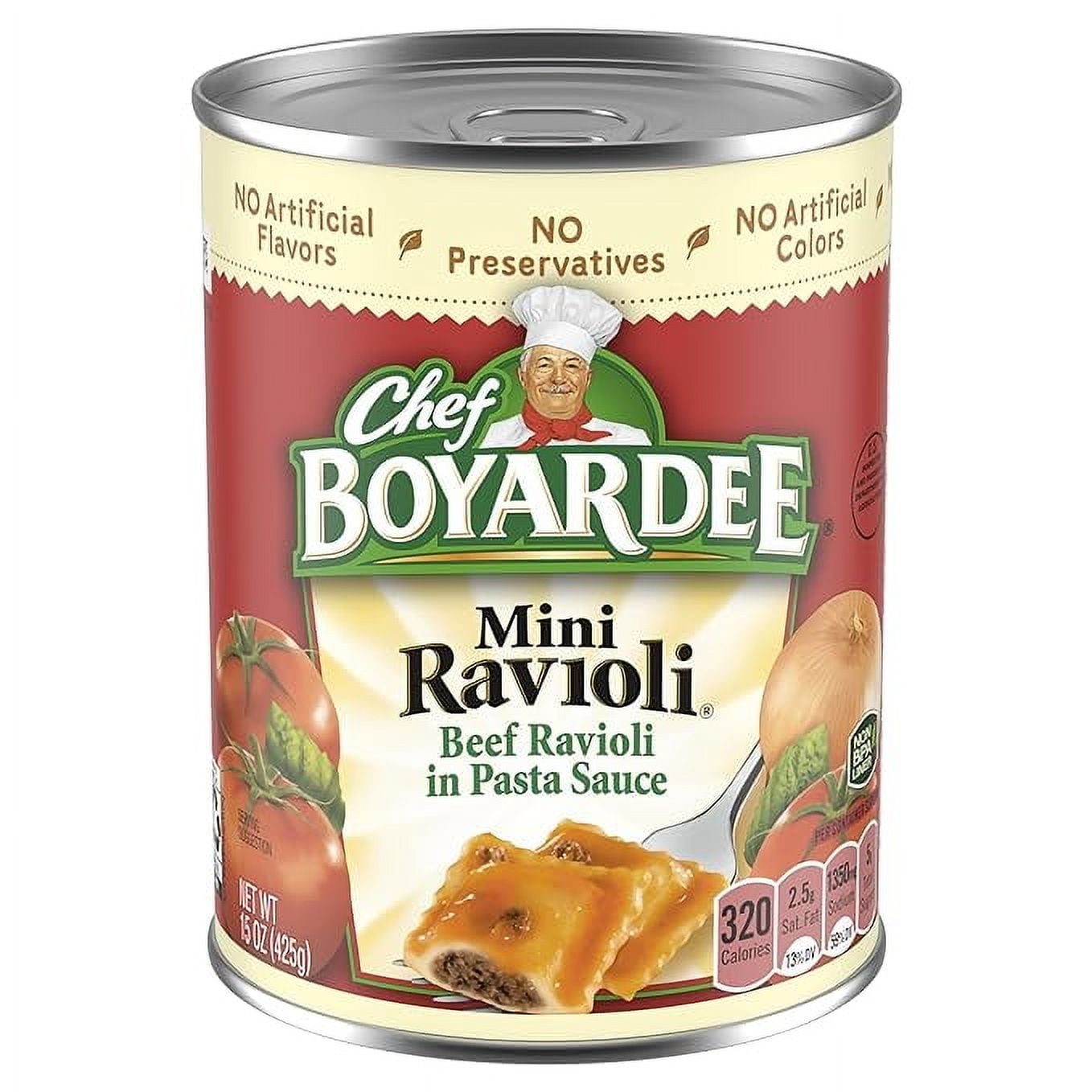 Chef Boyardee Mini Beef Ravioli, Microwave Pasta, Canned Food, 15 oz ...