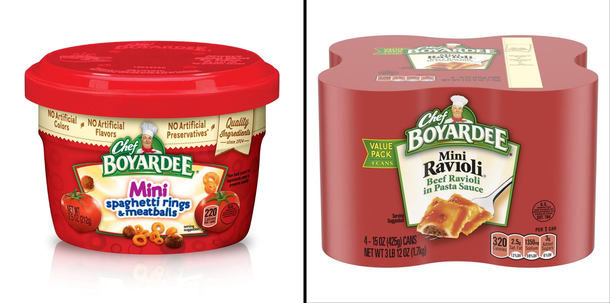 Chef Boyardee Mini-Bites Spaghetti Rings & Meatballs 7.5 oz & Mini ...