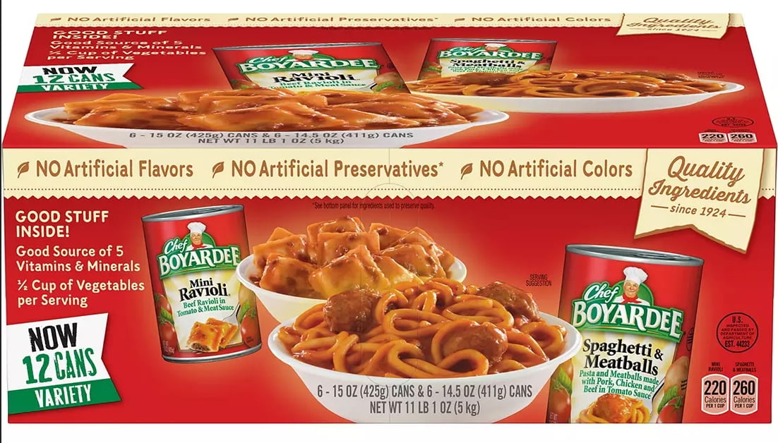 Chef Boyardee Mini Ravioli and Spaghetti & Meatballs Variety Pack, 12 ...
