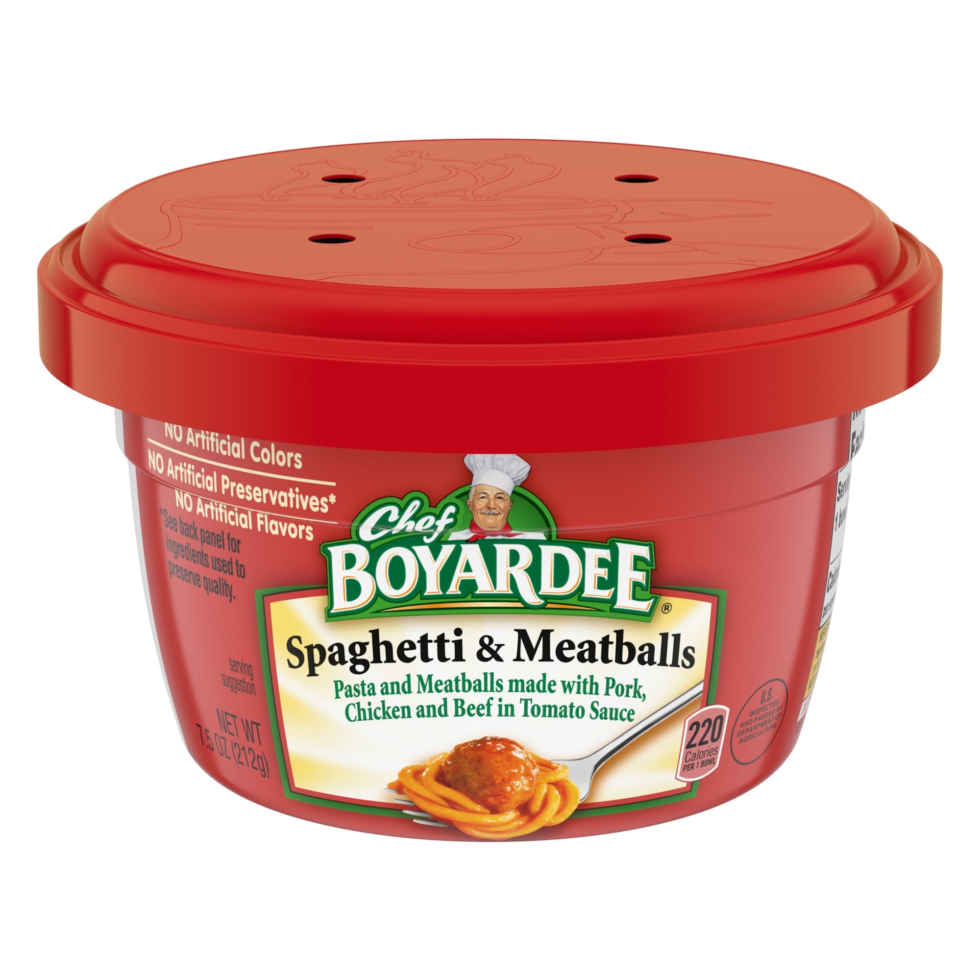 Chef Boyardee Spaghetti and Meatballs, Microwave Pasta, 7.5 oz Bowl ...