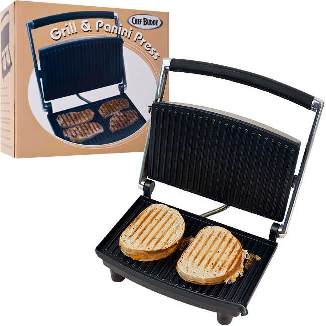 Chef BuddyT Grill and Panini Press - Non-Stick - Walmart.com