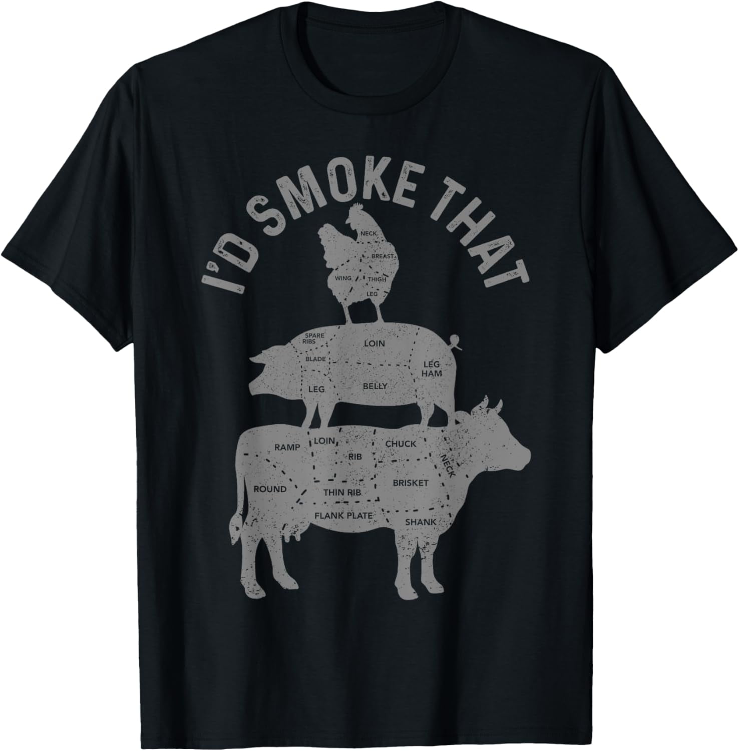Chef Butcher BBQ I'd Smoke That Pork Beef Funny Father's Day T-Shirt ...