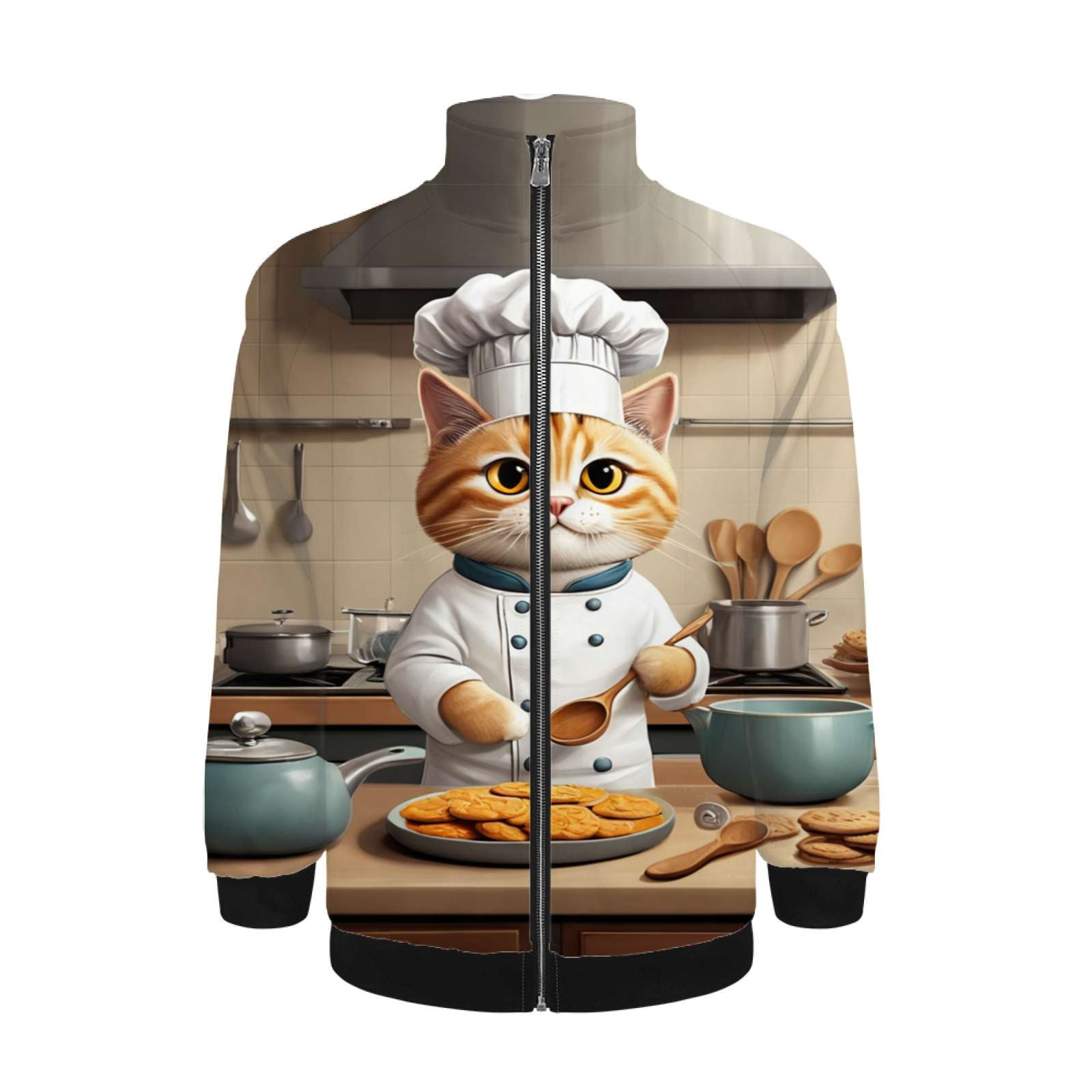 Chef Cat Baking Cookies Jacket Men's Street Cool Long Sleeves Coat ...