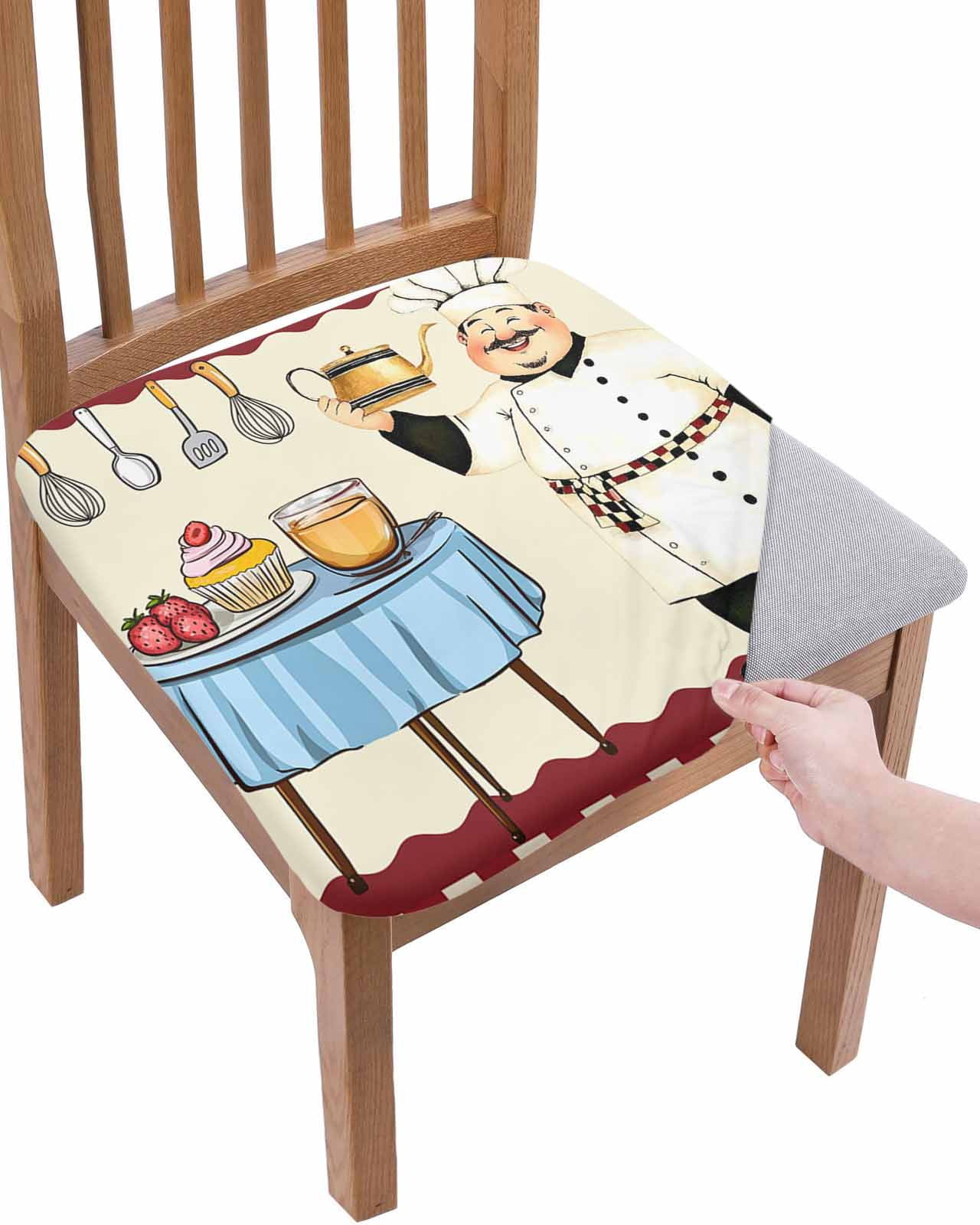 Chef Chair Seat Covers for Dining Room Stretch Chair Seat Covers Set of ...