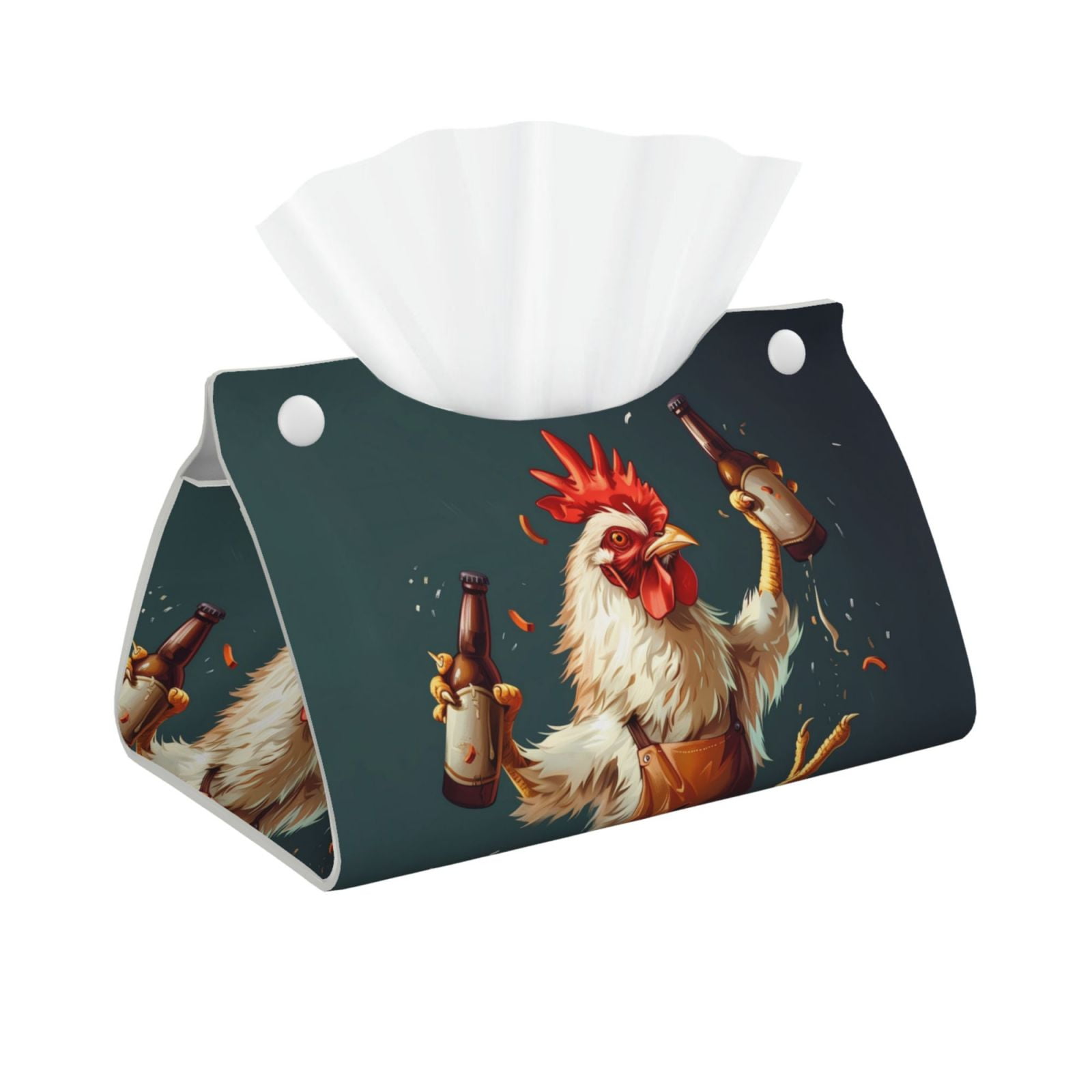 Chef Chicken With Beer Bottles Leather Tissue Box Cover - Long PVC ...