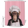 Chef Chimpanzee Shower Curtain for Bathroom, Animal Pink Background ...