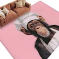 Chef Chimpanzee Washable Living Room Rugs 6'x9', Animal Pink Background ...