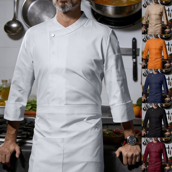 Chef Coat Stretch Lightweight Chef Jacket Soft Black Chef Coat Men Long ...