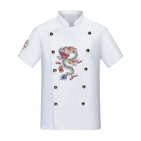 Chef Coat Unisex Chef Jacket Breathable Short Sleeve Hotel Restaurant ...
