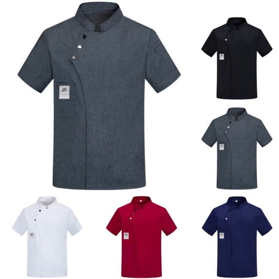 Chef Coat for Men Casual Short Sleeve Comfy Button Closure Chef Unisex ...