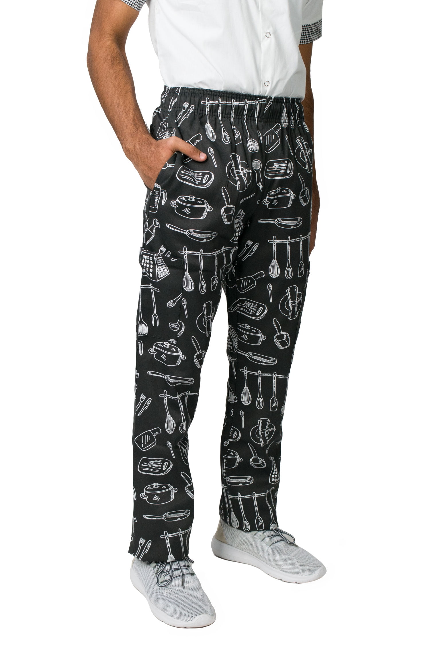 Chef Code Modern Fit Unisex Cargo Chef Pants, Elastic Waist, Pots ...
