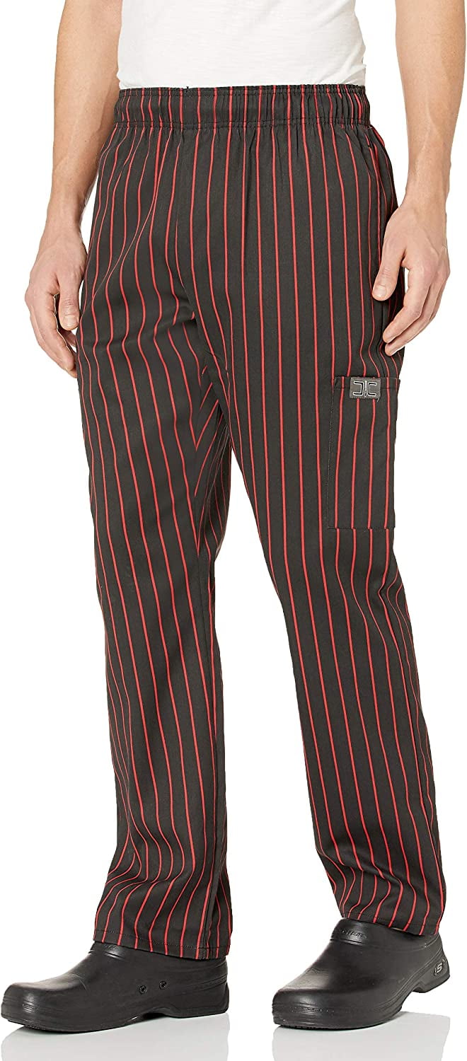 Chef Code Baggy Chef Pants with Cargo Pockets, Elastic Waist, Red ...