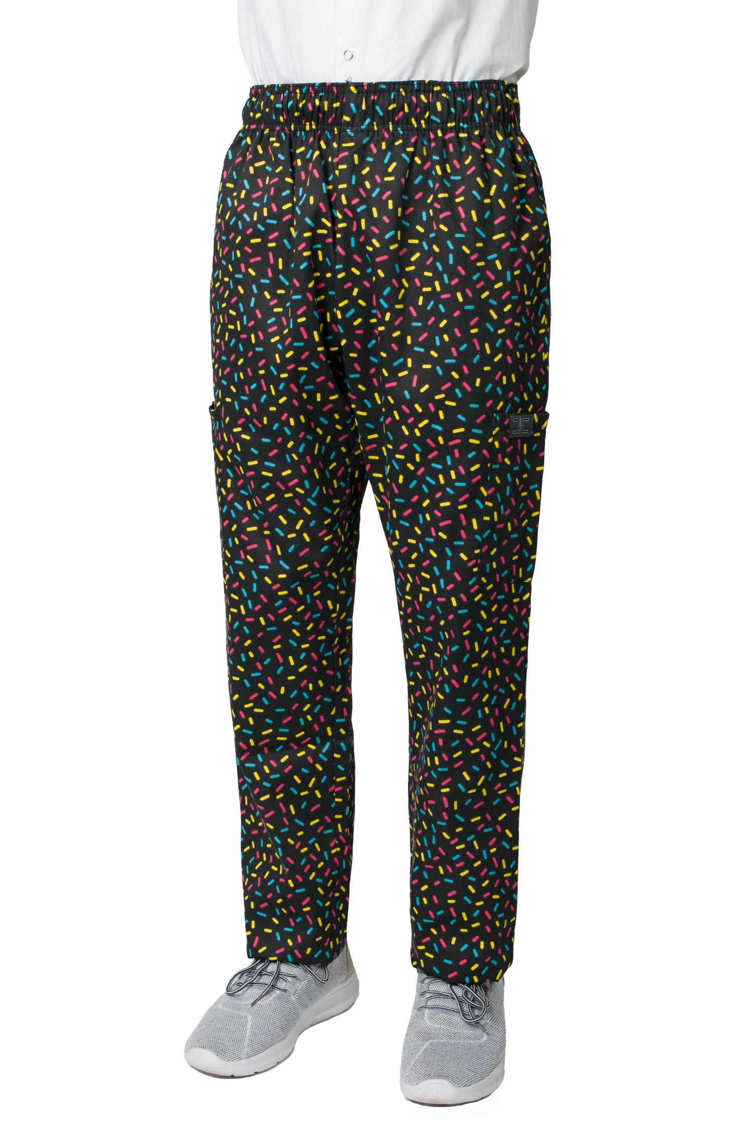 Chef Code Modern Fit Unisex Cargo Chef Pants, Elastic Waist, Sprinkle Confetti, X-Large ...