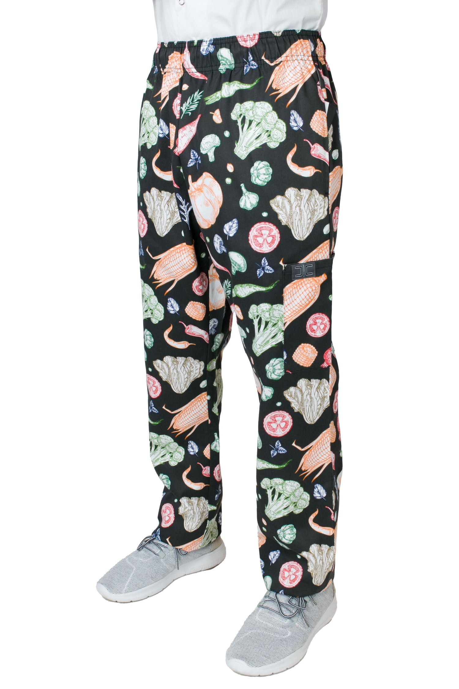 ChefCode Unisex Modern Fit Chef Pants with Cargo Pockets, Elastic Waist, Veggie Medley, 4X-Large ...