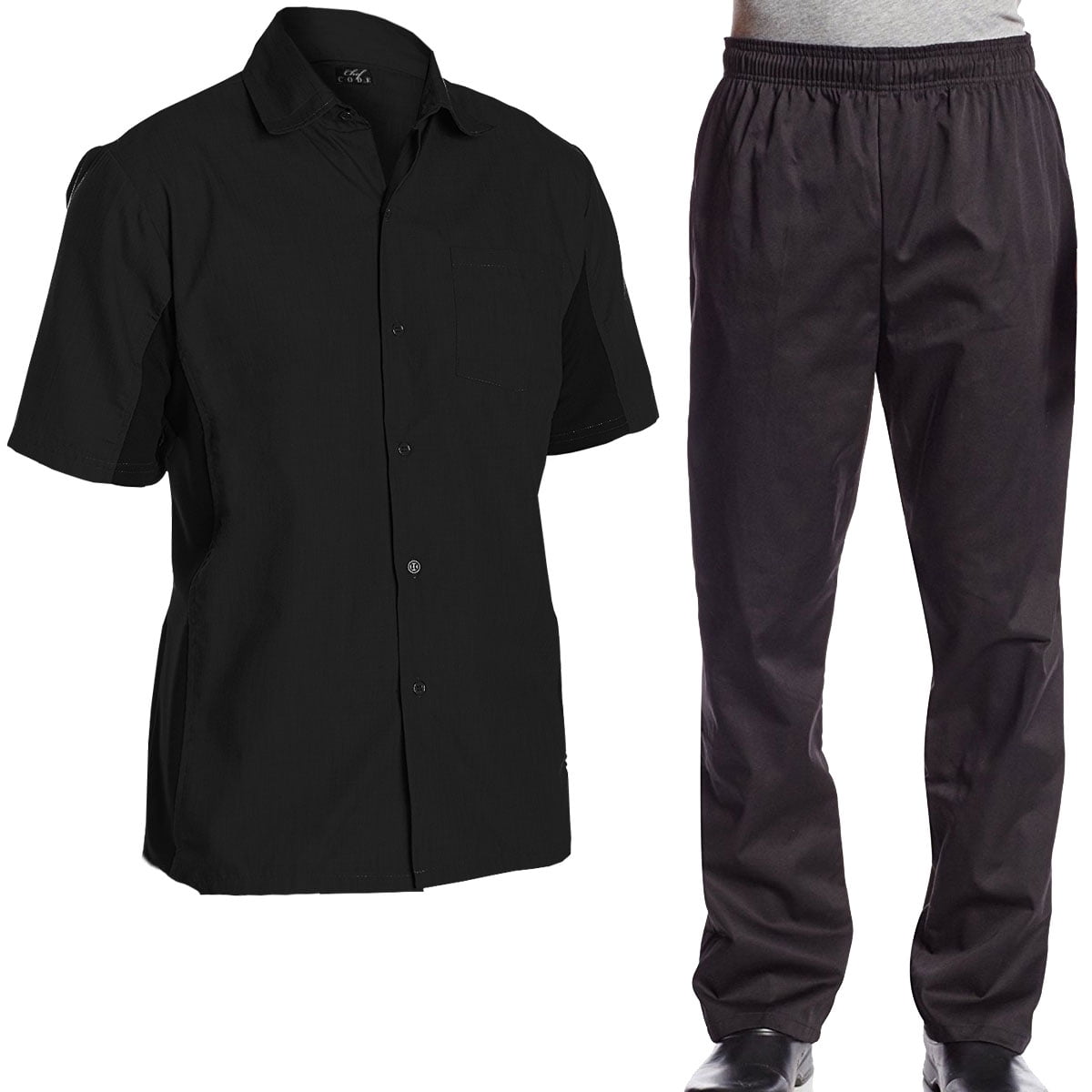 Chef Code Combo Pack, Cool Breeze Cook Shirt and Elastic Waist Chef Pants, Black, 3XL - Walmart.com