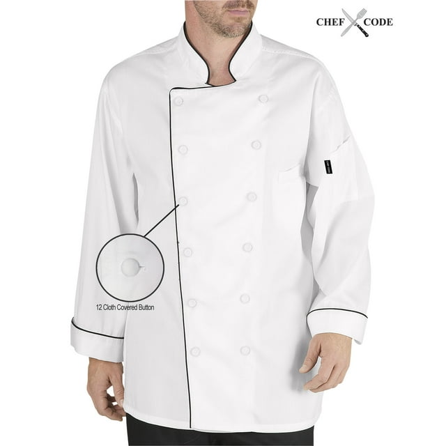Chef Code Executive Chef Coat Jacket, French Cuffs, Contrast Piping ...
