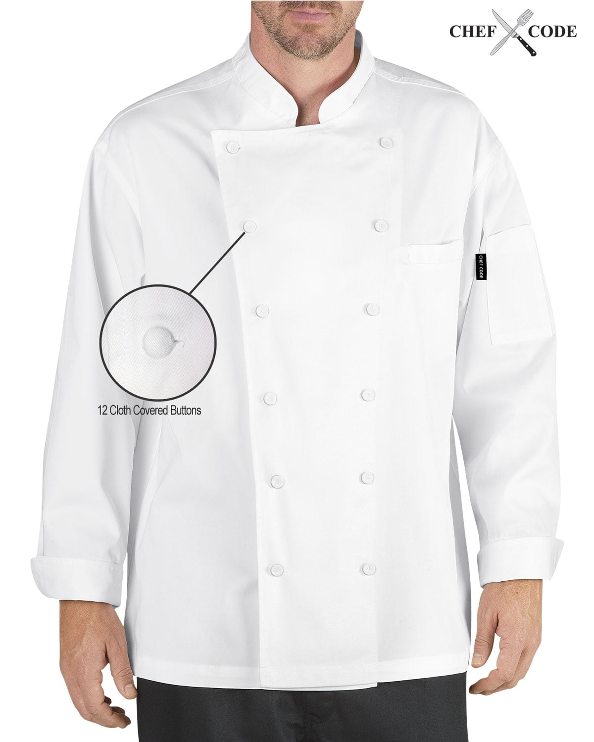 Chef Code Unisex Executive Chef Coat, Uniform Attire with Cloth Covered ...