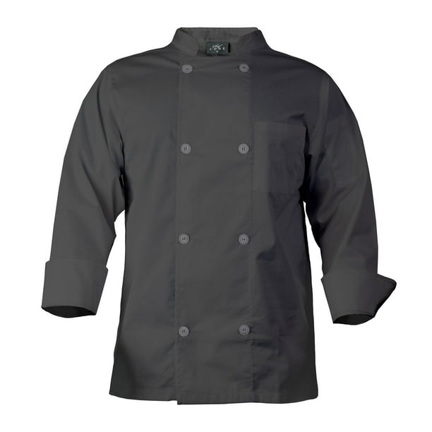 Chef Code Men's 8 Pearl Button Chef Coat, Charcoal, Small - Walmart ...