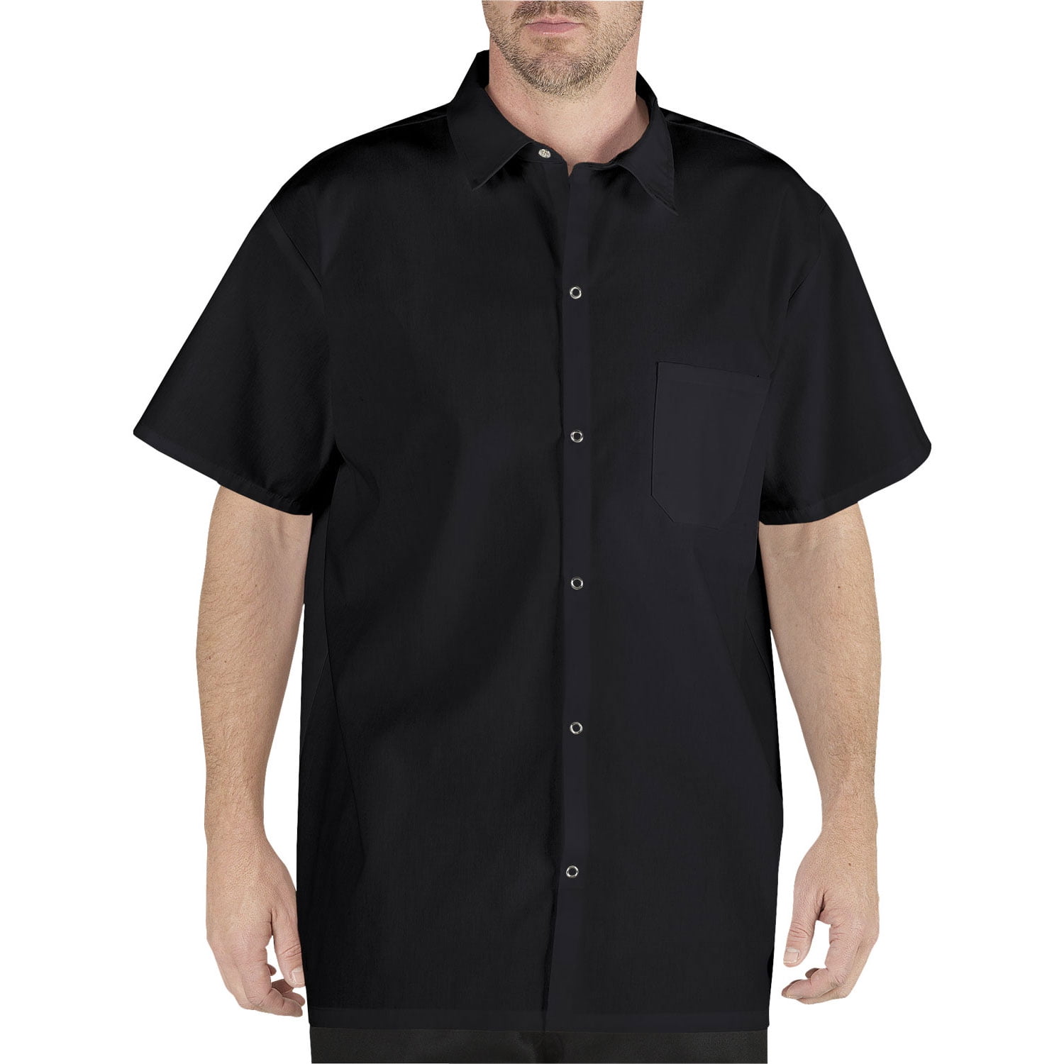 Chef Code Men’s Work Shirt with Snap Buttons and Chest Pocket, Black, X ...