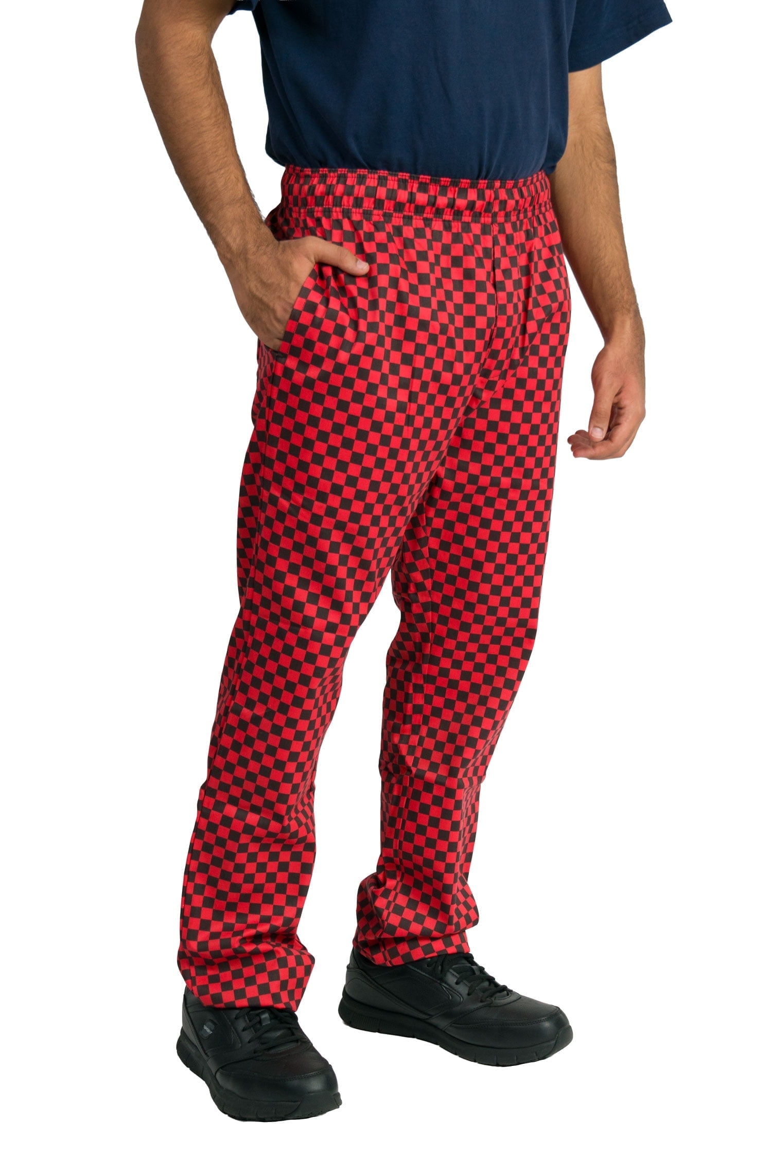 Chef Code Modern Fit Chef Pants with Zipper Fly, Checkered Red/Black, M ...