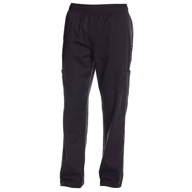Chef Code Modern Fit Unisex Cargo Chef Pants, Elastic Waist, Black, M ...
