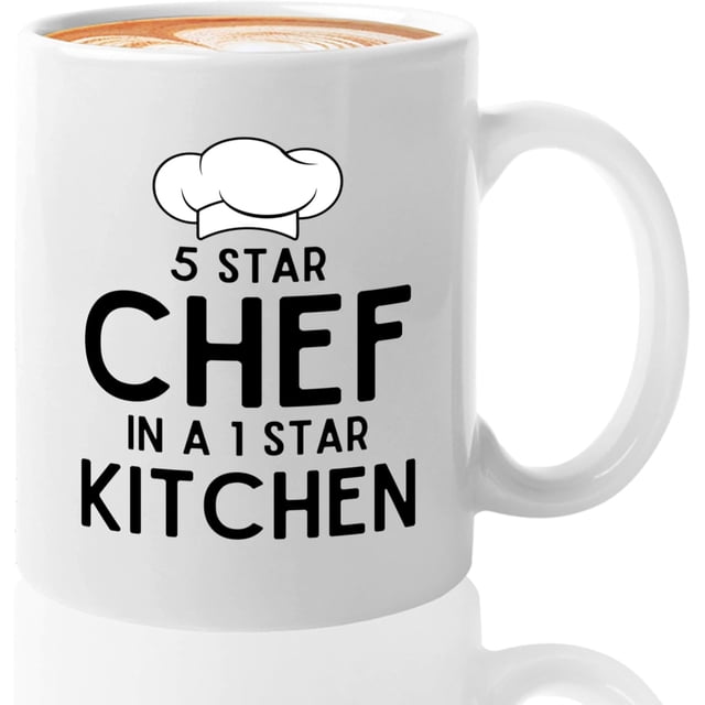 Chef Coffee Mug 11oz White -5 star chef - Chef Gift For Men Dad Husband ...