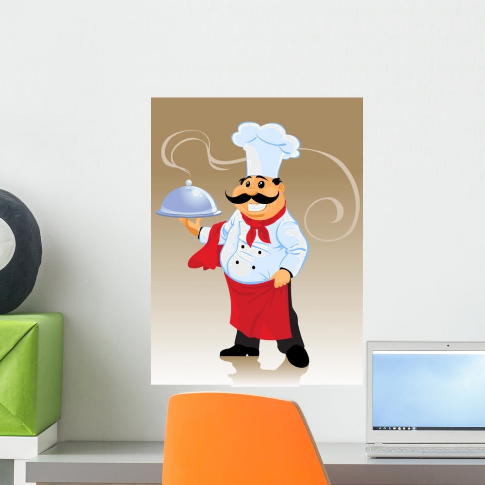 Chef Cook and Plate Wall Decal Mural by Wallmonkeys Peel and Stick ...