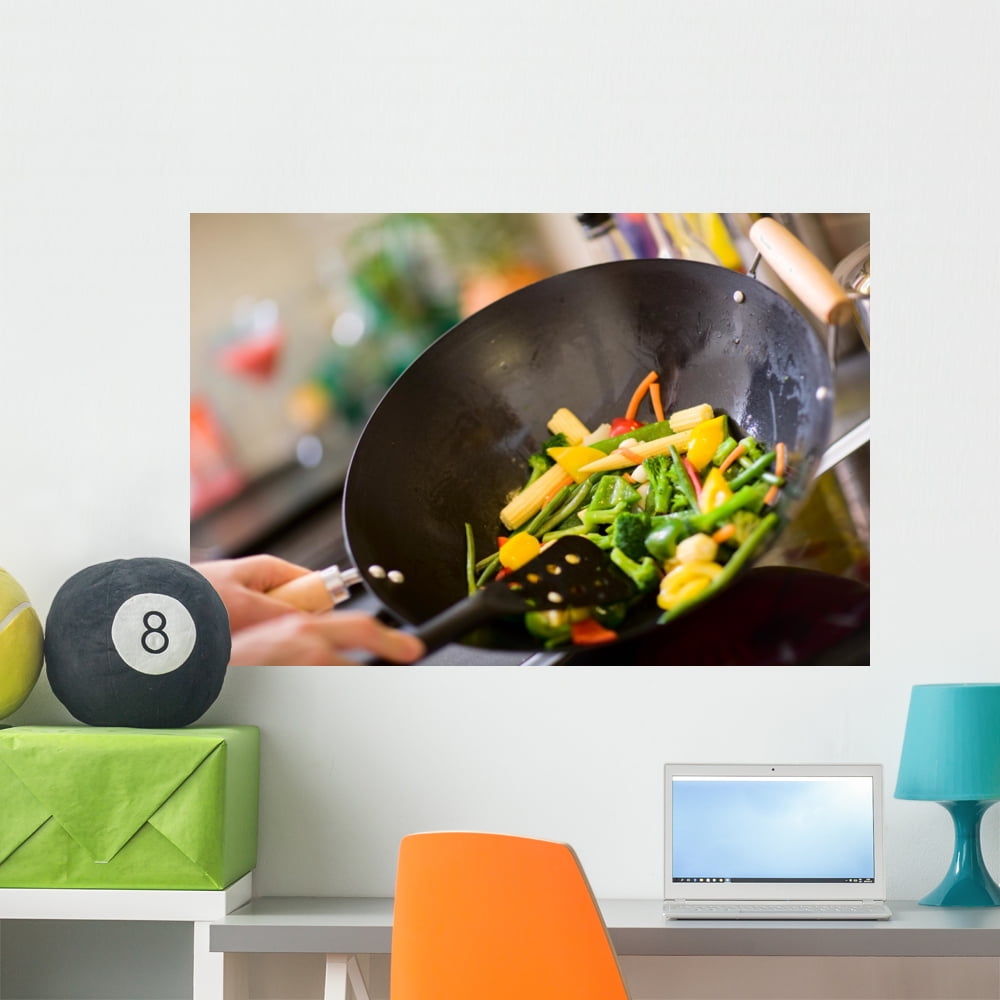Chef Cooking Wok Wall Mural by Wallmonkeys Peel and Stick Graphic (36 ...