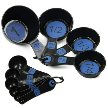 Chef Craft 10-Piece Blue & Black Plastic Measuring Cup & Spoon Set ...