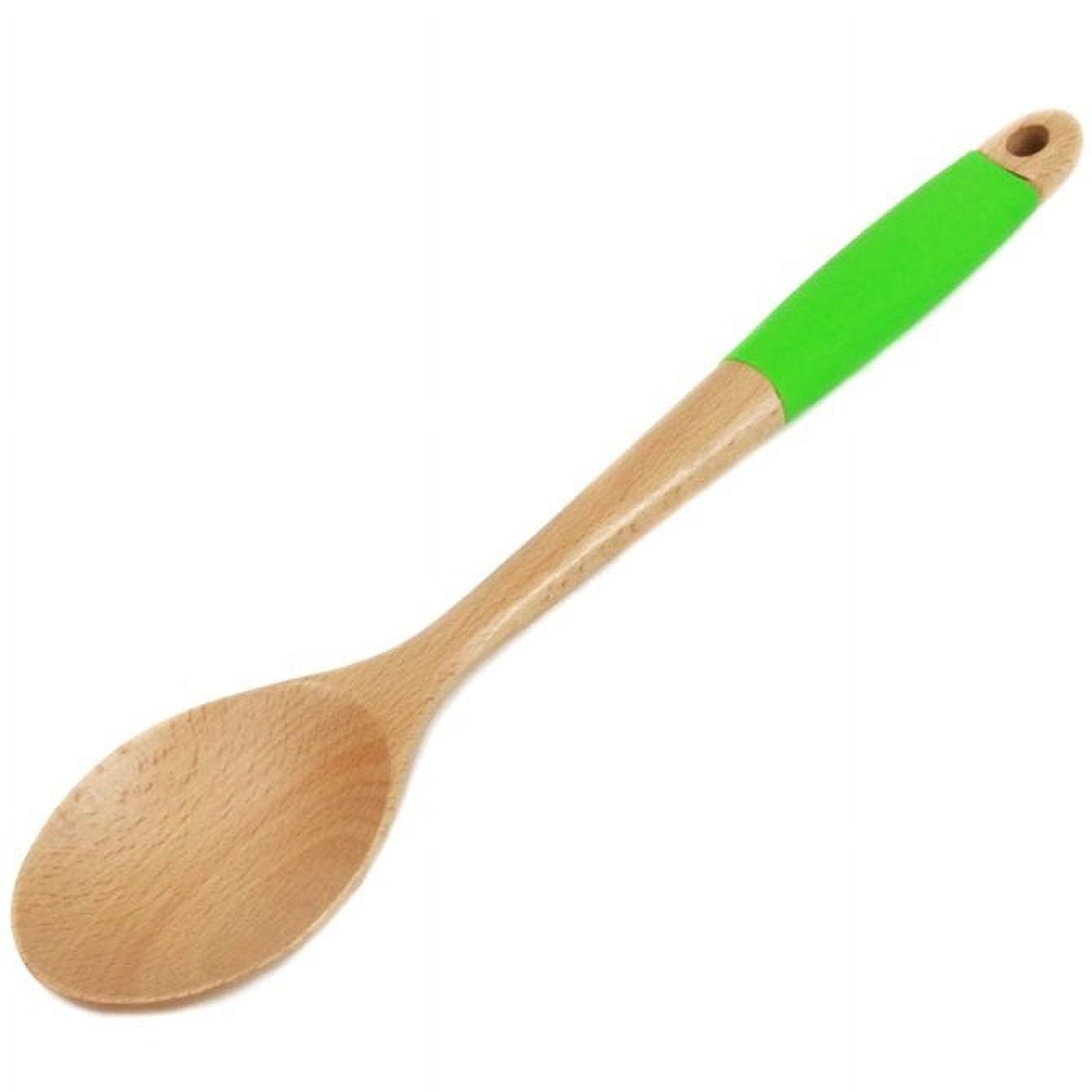 Chef Craft 14" Long Beechwood Wooden Kitchen Mixing Spoon with Silicone ...