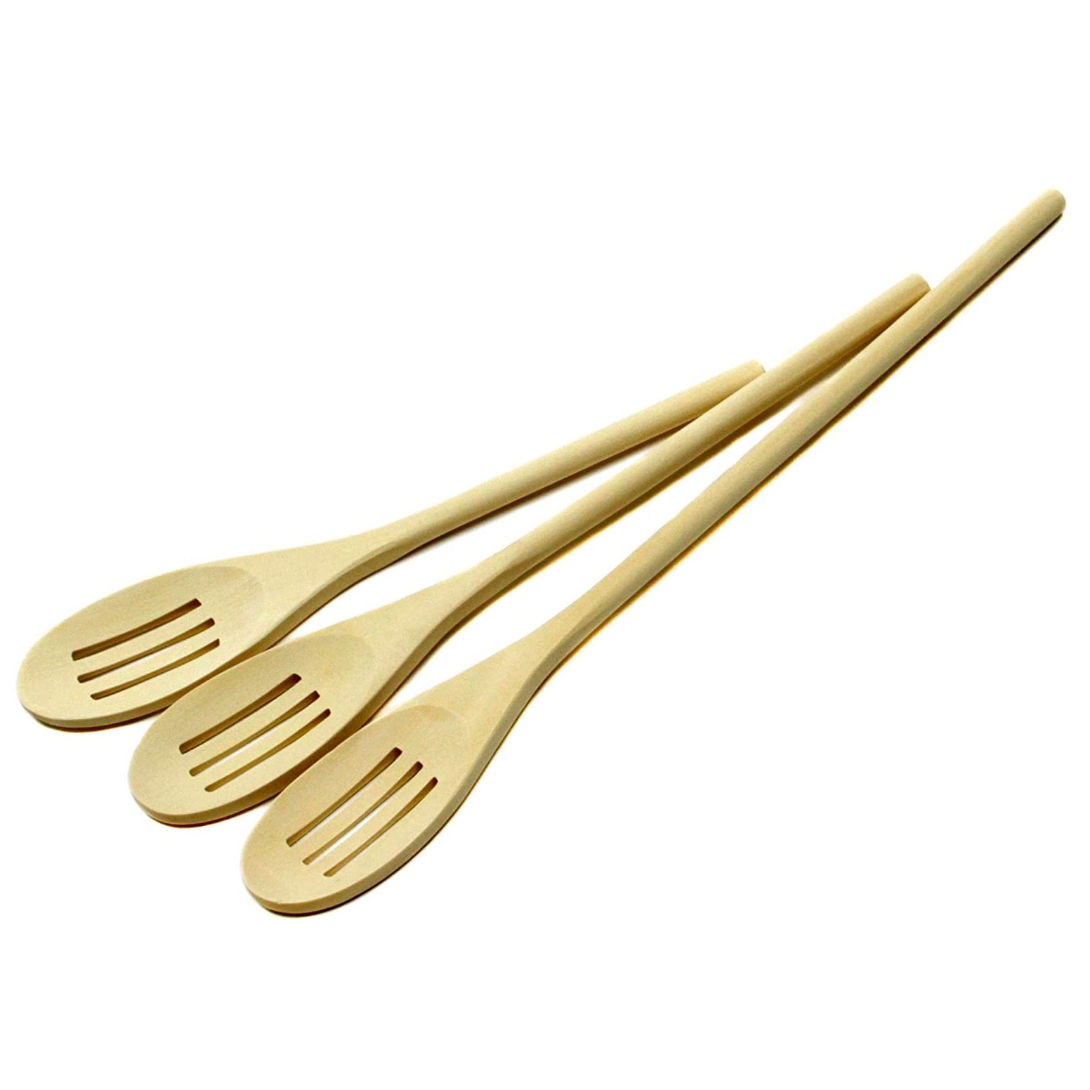 Chef Craft 3pc Maple Wood Kitchen / Mixing Slotted Spoon Set - 10, 12 ...