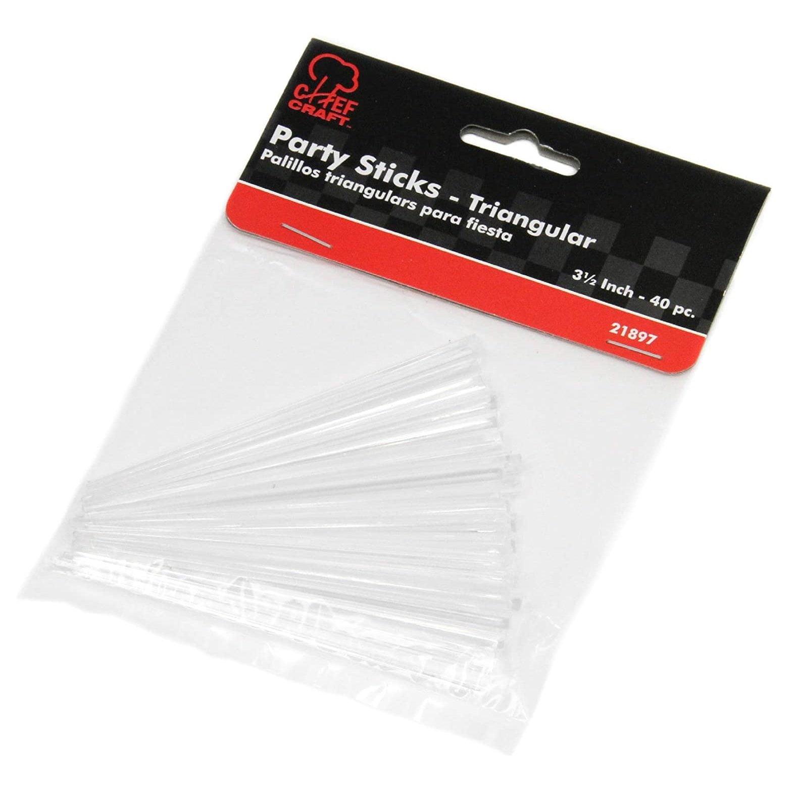 Chef Craft 40pc Triangular Prism 3.5" Clear Plastic Party Picks - Great ...