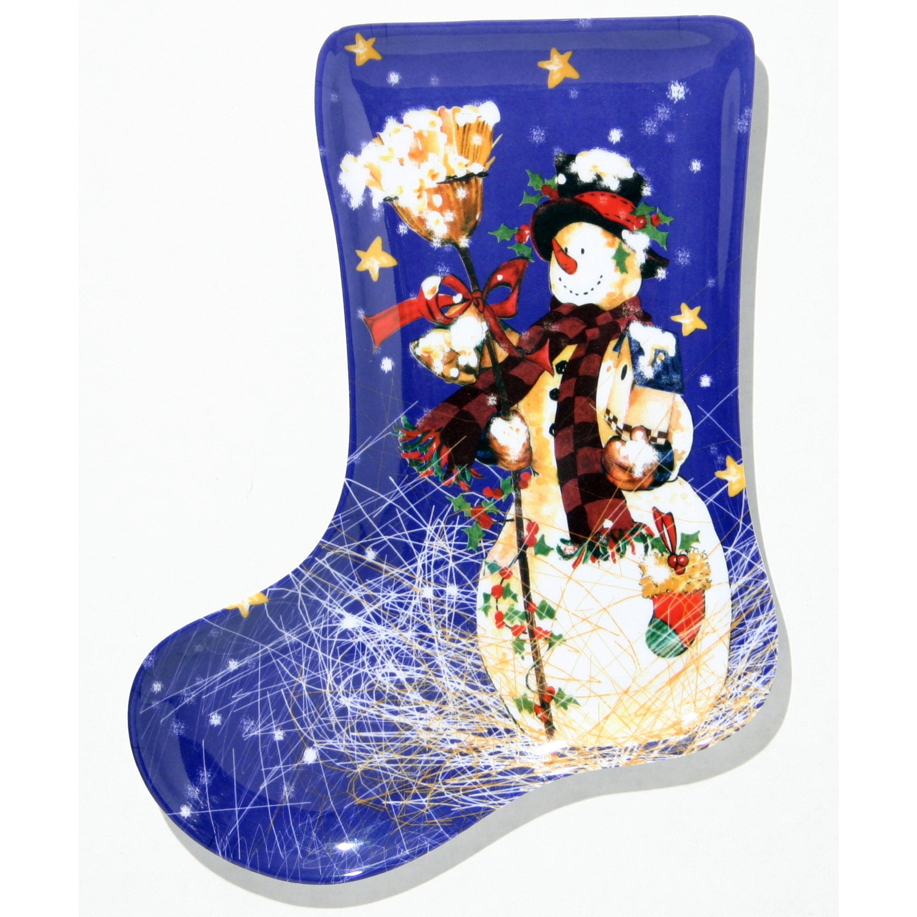 Chef Craft Christmas Stocking Plate w Snowman 9.5 in Serving Plate ...