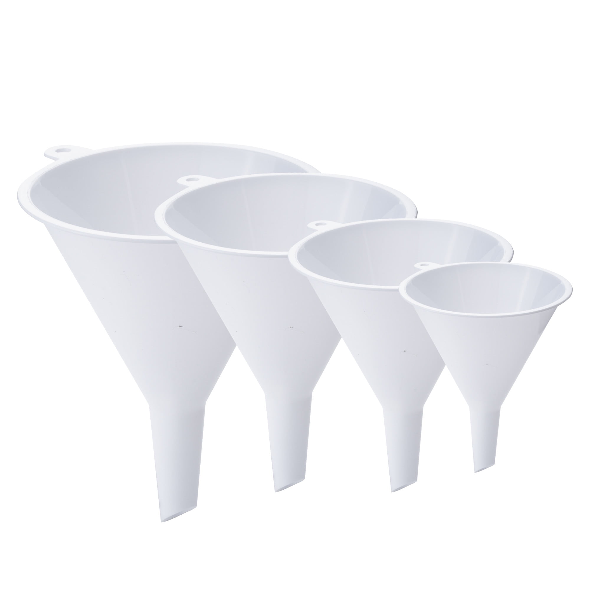Chef Craft White Plastic Funnel Set, 4 Pieces, 2-5 inches in Diameter ...