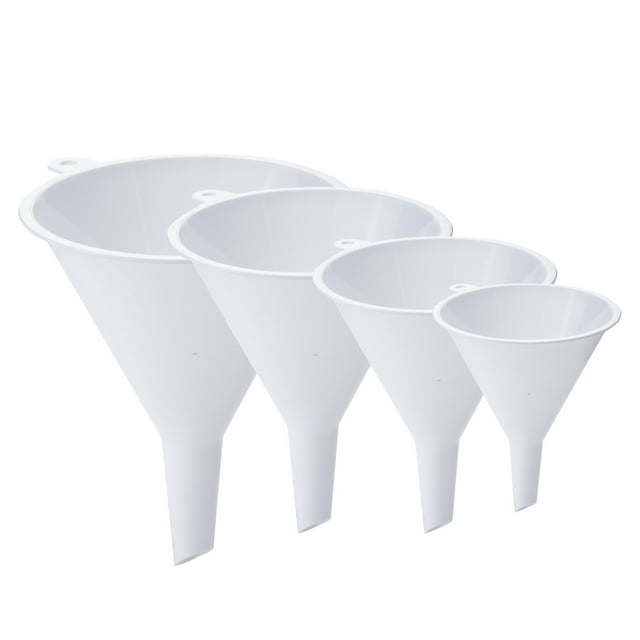 Chef Craft White Plastic Funnel Set, 4 Pieces, 2-5 inches in Diameter ...