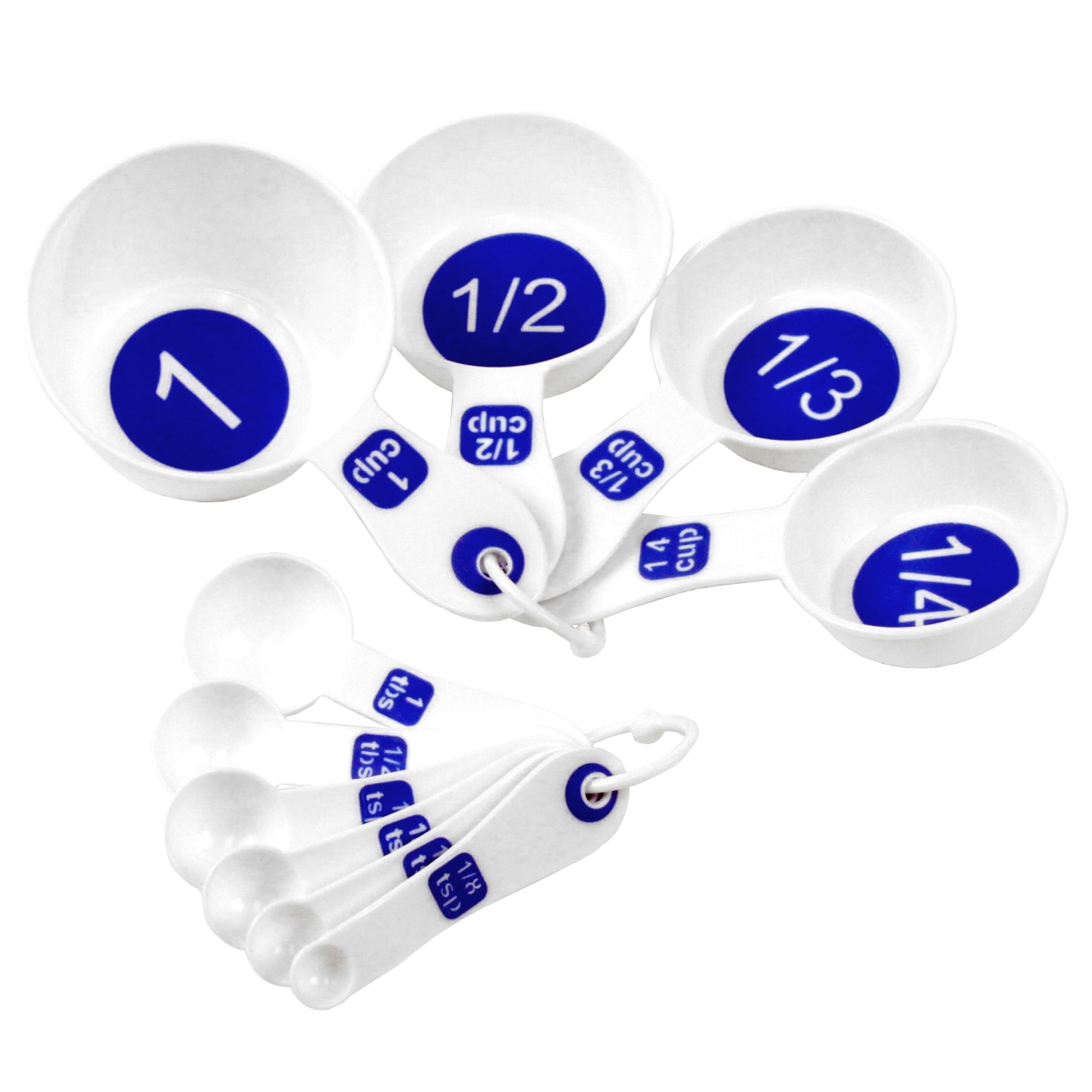 Chef Craft Easy to Read Plastic Measuring Cup Set, 10 Piece Set, White ...