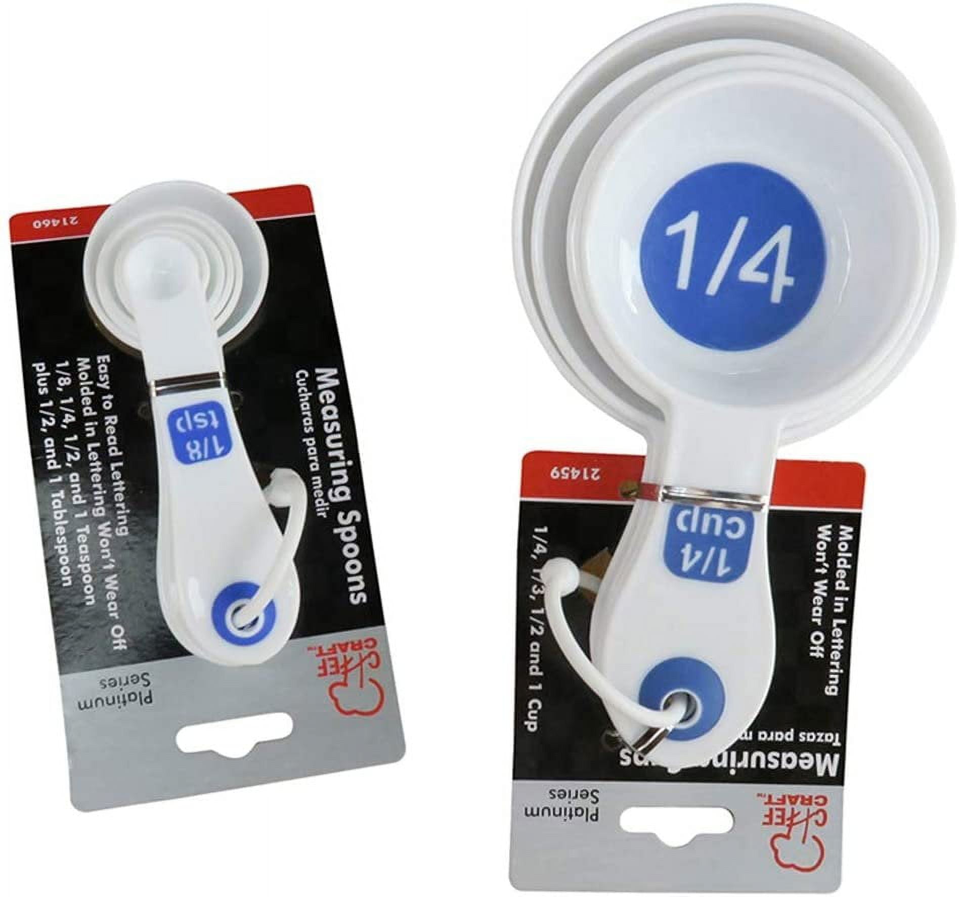 Chef Craft Plastic Measuring Cup Set, 10 Piece, Easy to Read, White ...