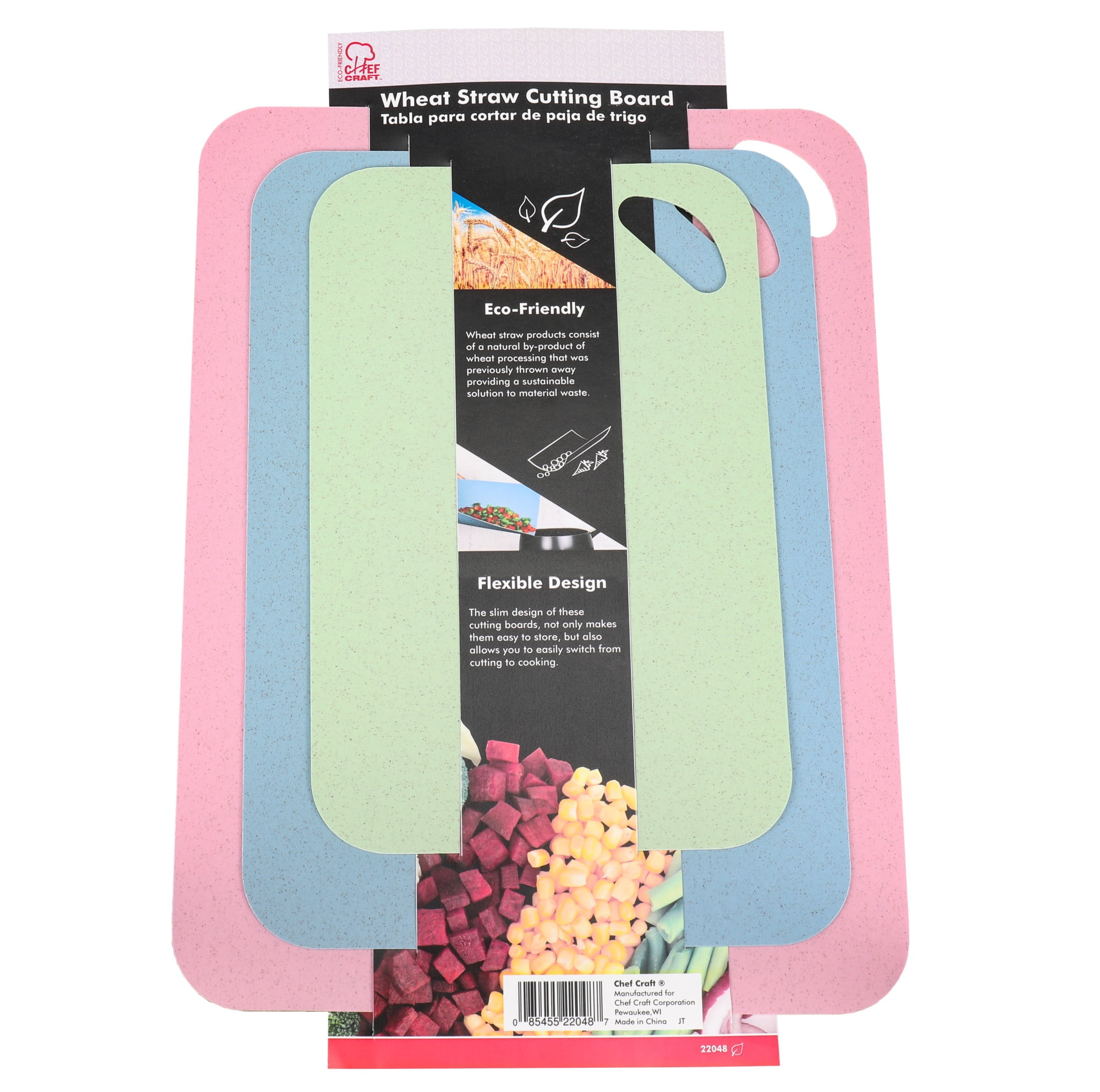 Chef Craft Eco Wheat Straw Cutting Board, 3 Piece Set, Assorted ...