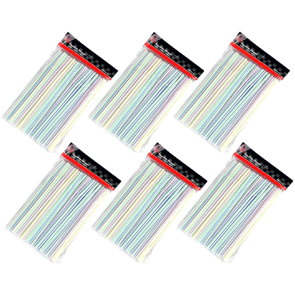 Chef Craft Flexible Straws 8 inch Assorted Colors 100 Count, 6 Pack ...