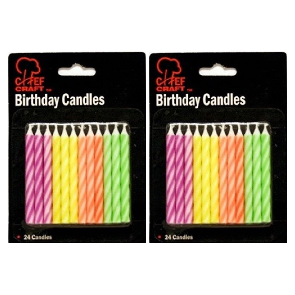 Chef Craft Neon Spiral Birthday Candles 24 Count, 2 Pack - Walmart.com