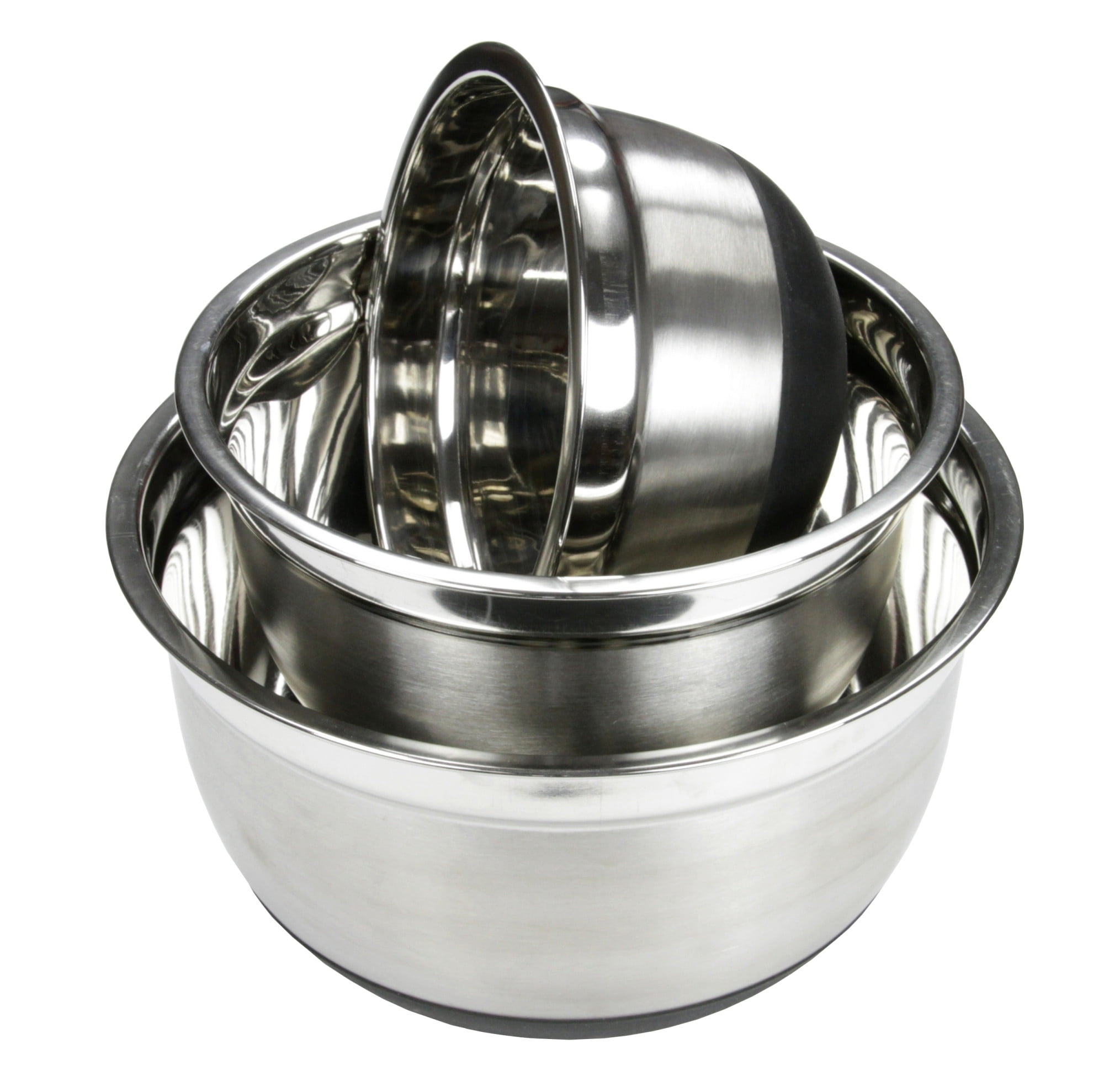 Chef Craft Non-Skid Mixing Bowl Set, 3 Piece Set, Stainless Steel ...