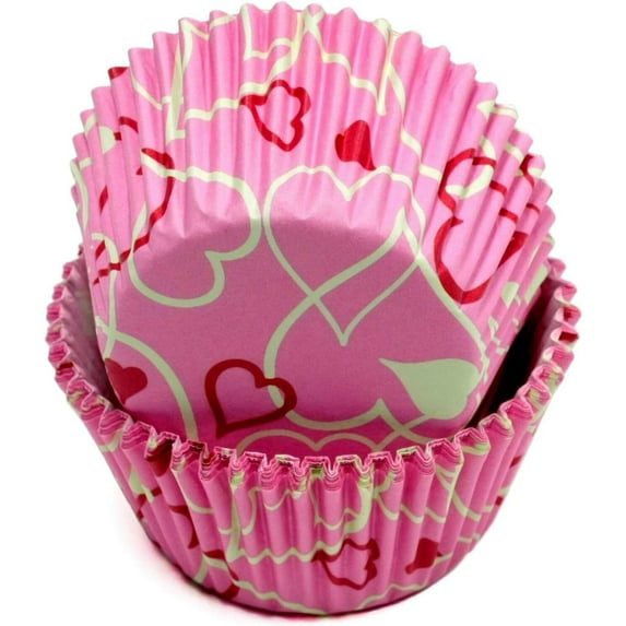 Chef Craft Muffin Baking Cupcake Liners, Pink Hearts Pattern, 50 Count ...