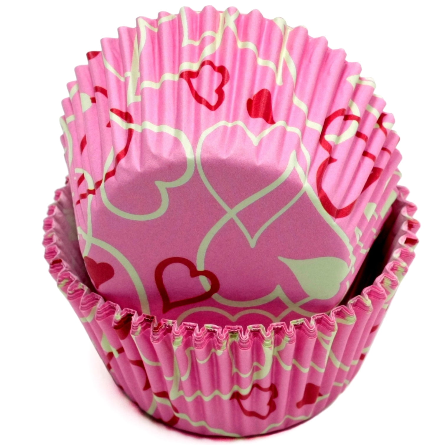 Chef Craft Paper Patterned Cupcake Liners, 50 Count, Pink/White/Red ...