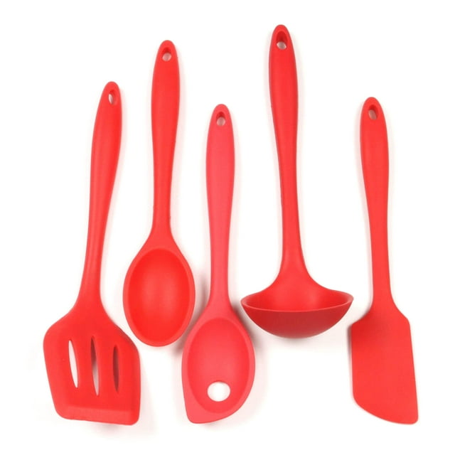 Chef Craft Premium Silicone Kitchen Tool and Utensil Set, 5 Piece, Red ...