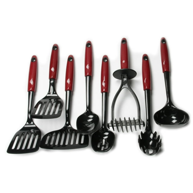 Chef Craft Select Nylon Kitchen Tool and Utensil Set, 8 Piece Set, Red ...