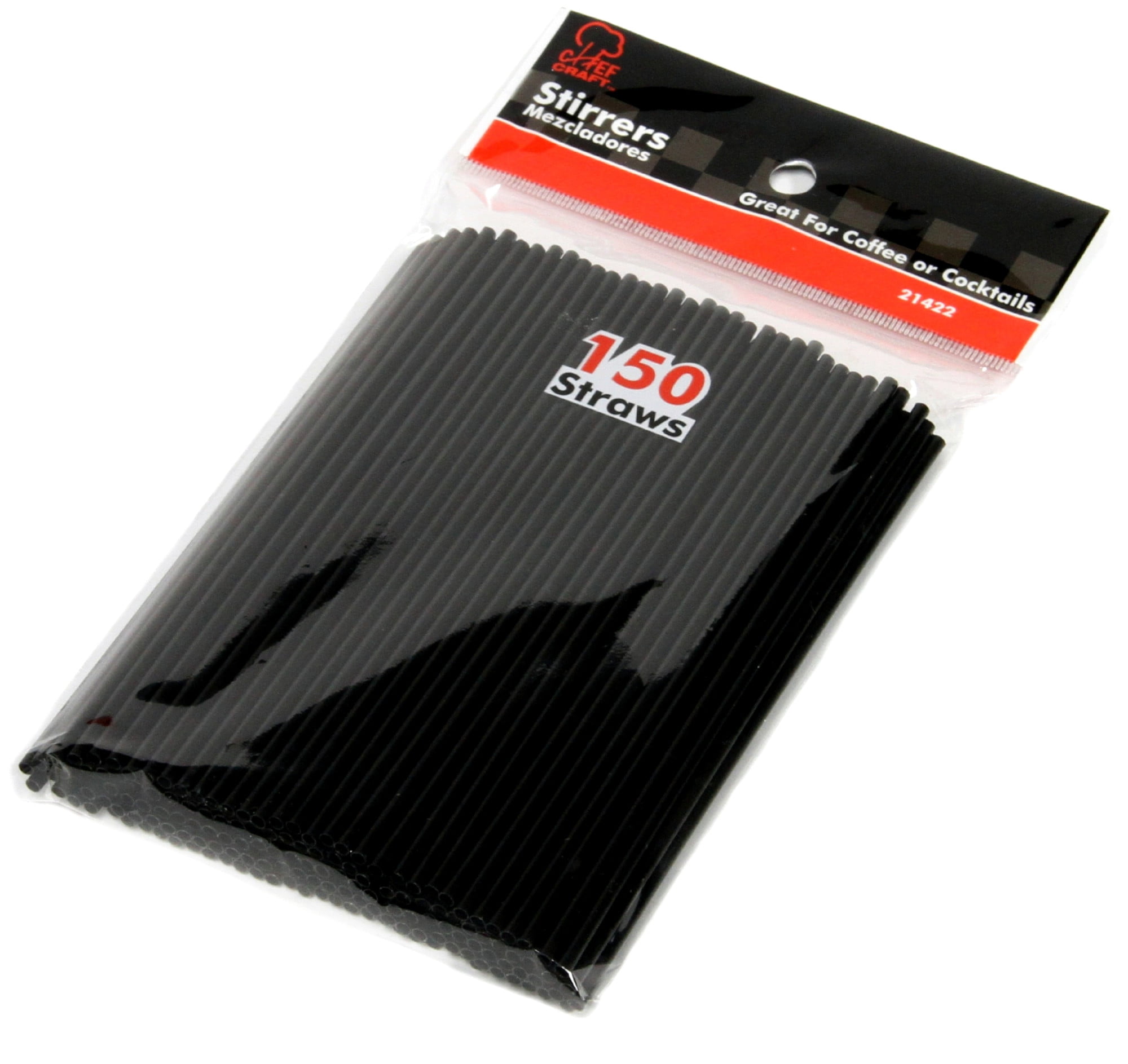 Chef Craft Select 5 inch Black Plastic Stirring Straws, 150 Piece Set ...